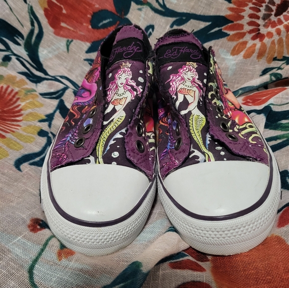 Ed Hardy | Shoes | Vintage Ed Hardy Mermaid Converse Style Skip On ...